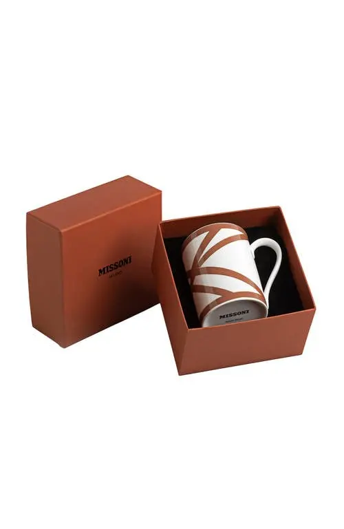 MISSONI HOME TABLEWARE Mug Cup Nastri In Luxury Box Beige Diam. 3", H 3.9 - Multicolor