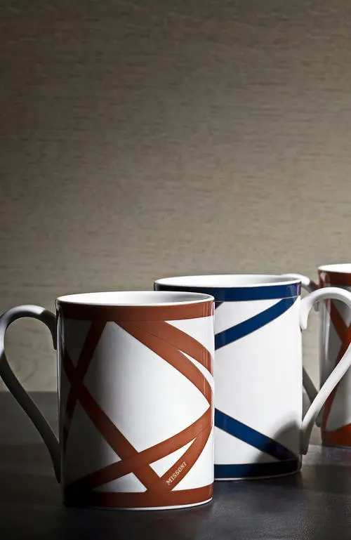 MISSONI HOME TABLEWARE Mug Cup Nastri In Luxury Box Beige Diam. 3", H 3.9