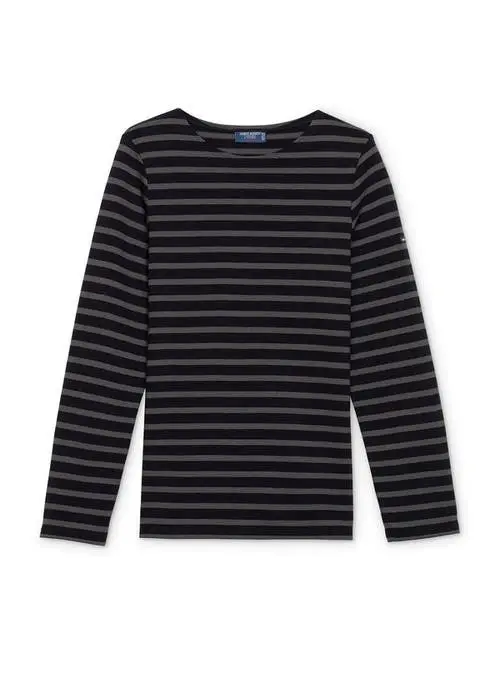 Saint James Meridien Moderne Heavyweight Breton Shirt - Black/brown