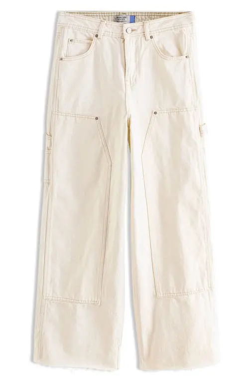 NEXT Raw Hem Wide Leg Carpenter Jeans - Neutral