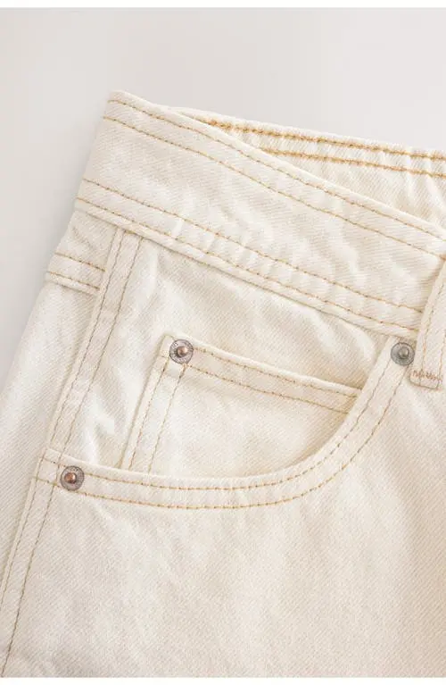 NEXT Raw Hem Wide Leg Carpenter Jeans - Neutral
