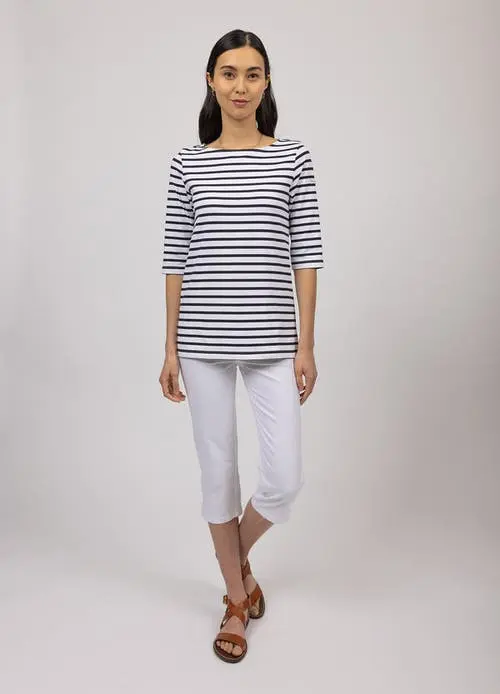 Saint James Phare Boatneck Striped Tunic - White/navy