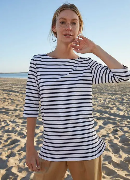 Saint James Phare Boatneck Striped Tunic - White/navy