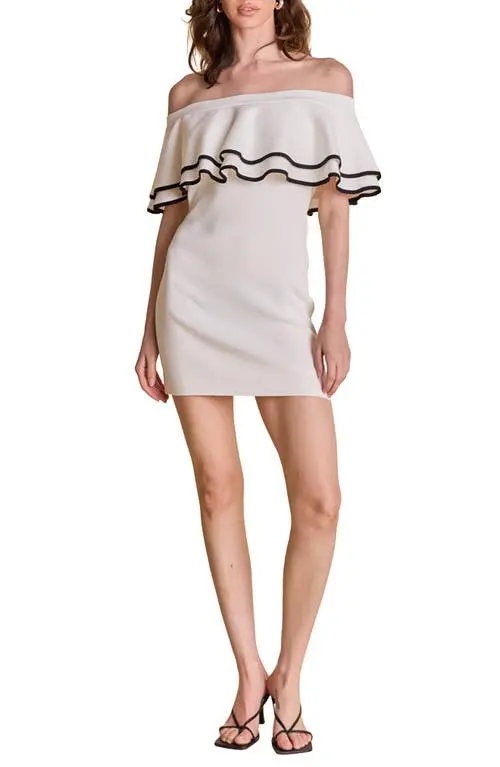 Endless Rose Contrast Detail Ruffle Mini Dress - Ivory/black