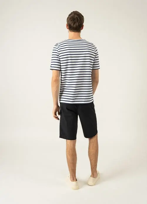 Saint James Levant Moderne Breton Stripe Short Sleeve Shirt - White/navy