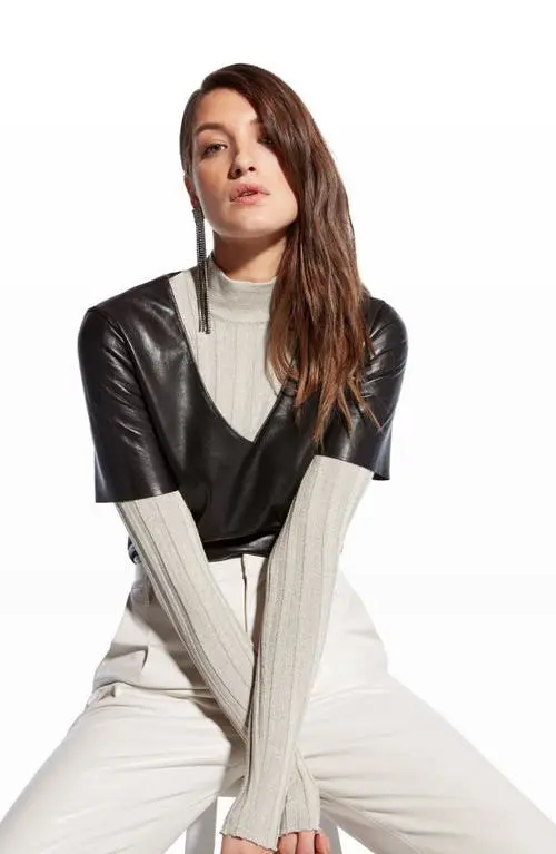 AS By DF Felicity Recycled Leather V-neck Top