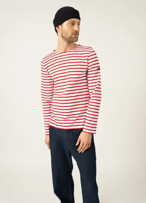Saint James Minquiers Moderne Striped Shirt - White/red