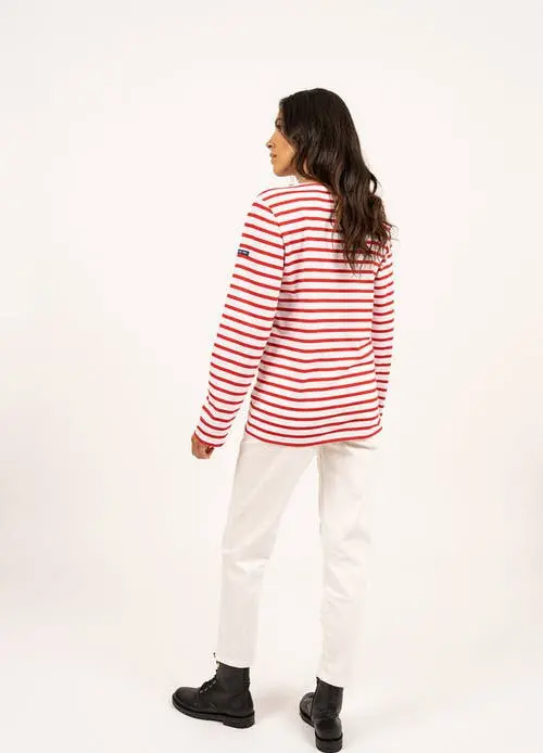 Saint James Minquiers Moderne Striped Shirt - White/red