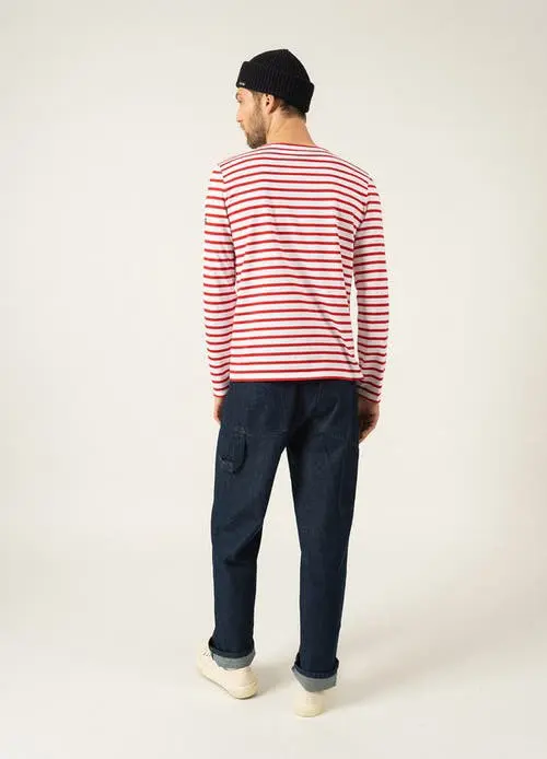 Saint James Minquiers Moderne Striped Shirt - White/red