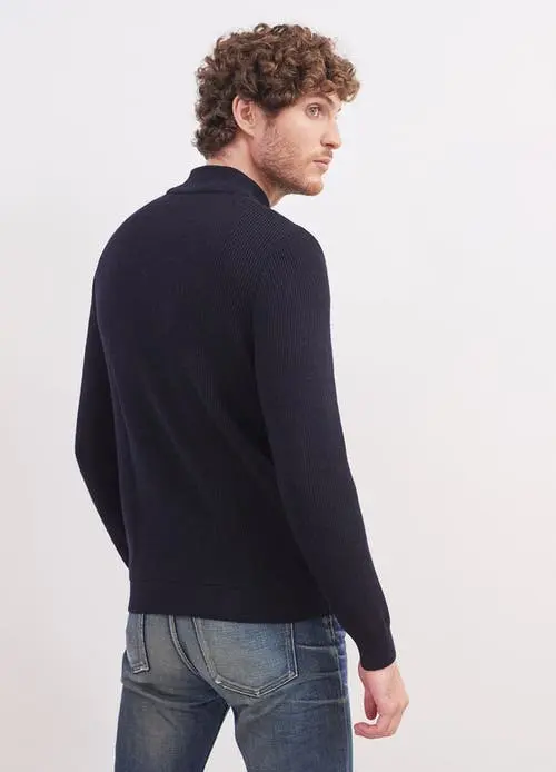 Saint James Bourboule Buttoned High Neck Sweater - Navy