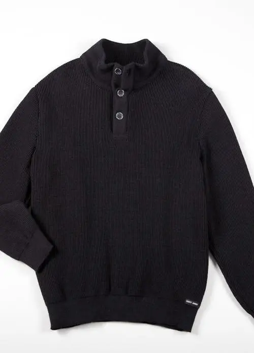 Saint James Bourboule Buttoned High Neck Sweater - Navy