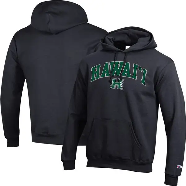 Champion Hawaii Rainbow Warriors Arched Logo Fleece Pullover Hoodie - Black