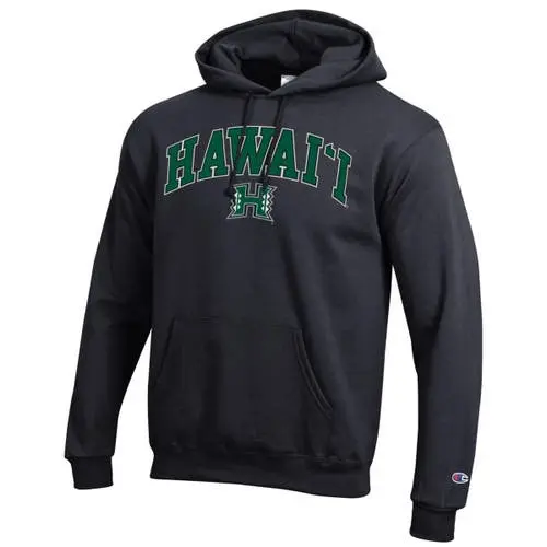 Champion Hawaii Rainbow Warriors Arched Logo Fleece Pullover Hoodie - Black