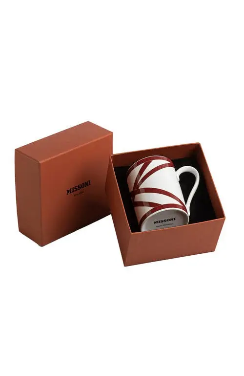 MISSONI HOME TABLEWARE Mug Cup Nastri In Luxury Box Bordeaux Diam. 3", H 3.9 - Multicolor