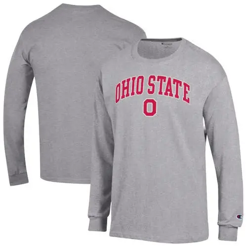 Champion Ohio State Buckeyes Arch Over Logo Long Sleeve T-shirt - Heather Gray