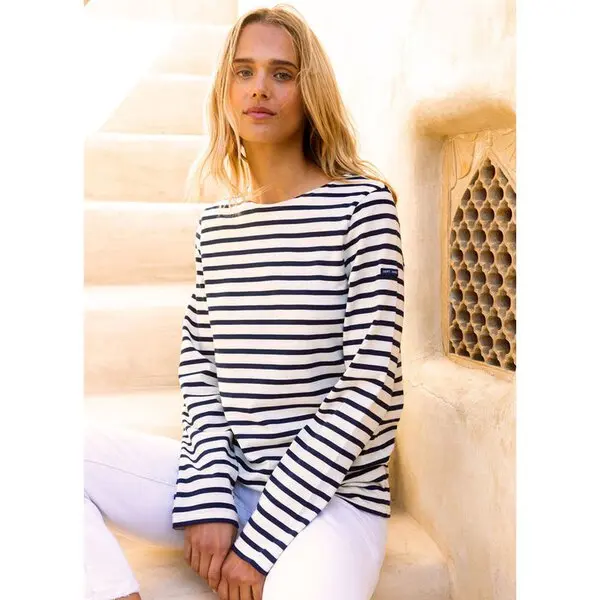 Saint James Minquiers Moderne Striped Shirt - Ecru/navy