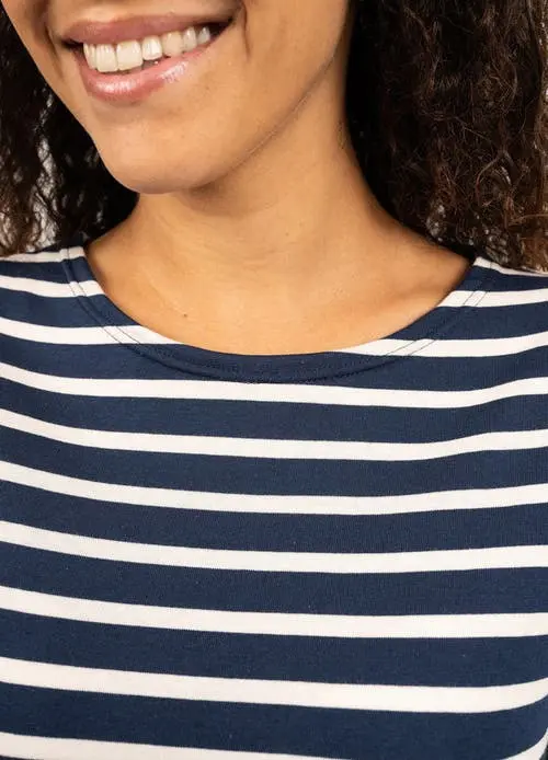 Saint James Galathee Ii 3/4 Sleeve Breton Striped Top - Navy/ecru