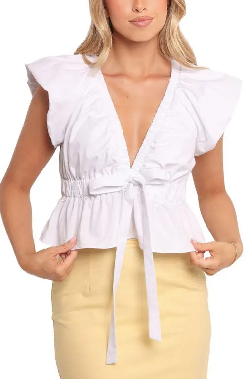 PETAL & PUP Cotton Drawstring Waist Peplum Top