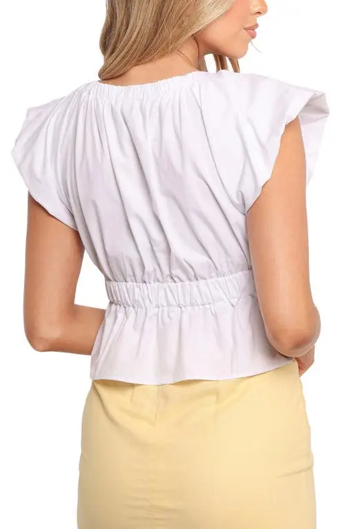PETAL & PUP Cotton Drawstring Waist Peplum Top