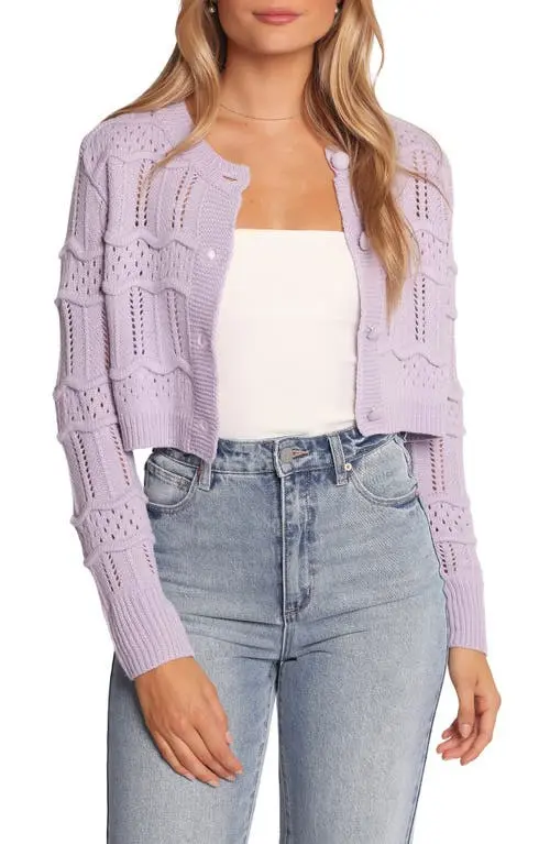 PETAL & PUP Pointelle Knit Crop Cardigan - Lilac