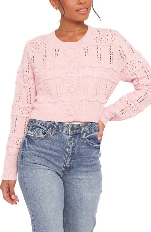 PETAL & PUP Pointelle Knit Crop Cardigan - Pink