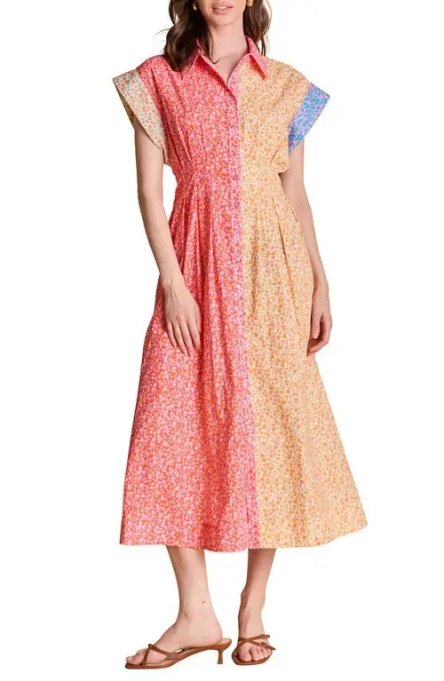 English Factory Colorblock Shirtdress - Orange Multi