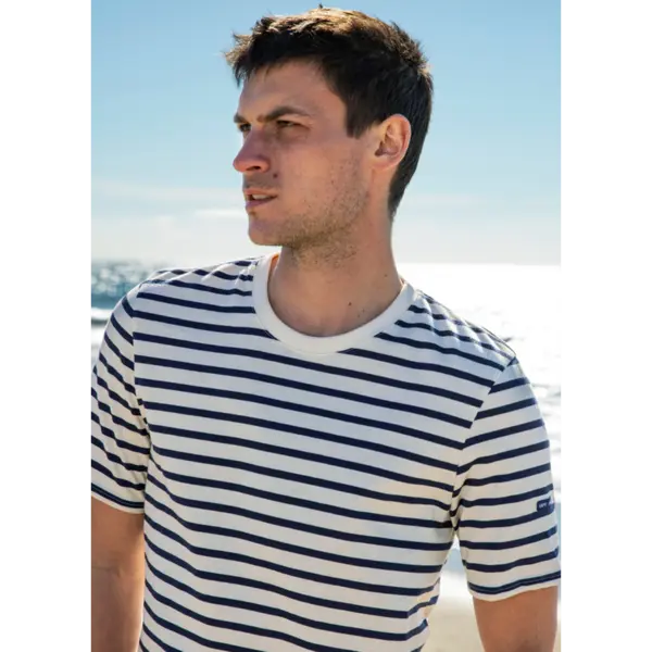 Saint James Plouiderbreton Crew Neck T-shirt - Ecru/navy