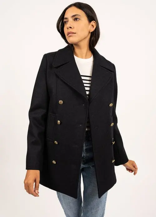 Saint James Voilure Ii Authentic French Pea Coat - Navy