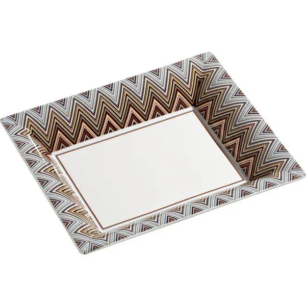 MISSONI HOME TABLEWARE Tray Zig Zag Rectangular Large In Luxury Box Jarris 148 8.5" X 6.75 - Multicolor