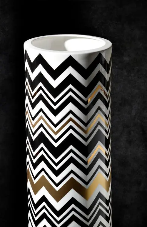 MISSONI HOME TABLEWARE High Vase Zig Zag Gold Diam. 6.3