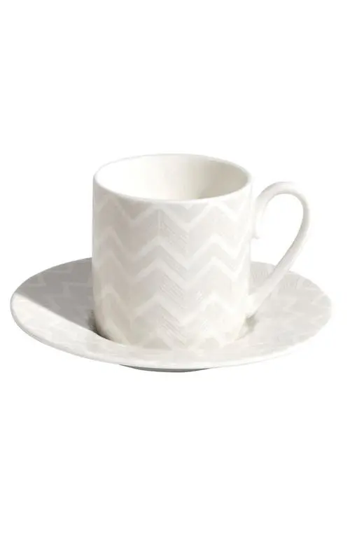 MISSONI HOME TABLEWARE Coffee Cup & Saucer Zig Zag Set Of 6 - White