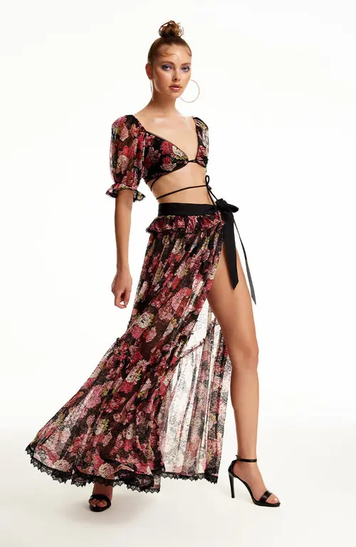 LUNA B Floral Maxi Skirt