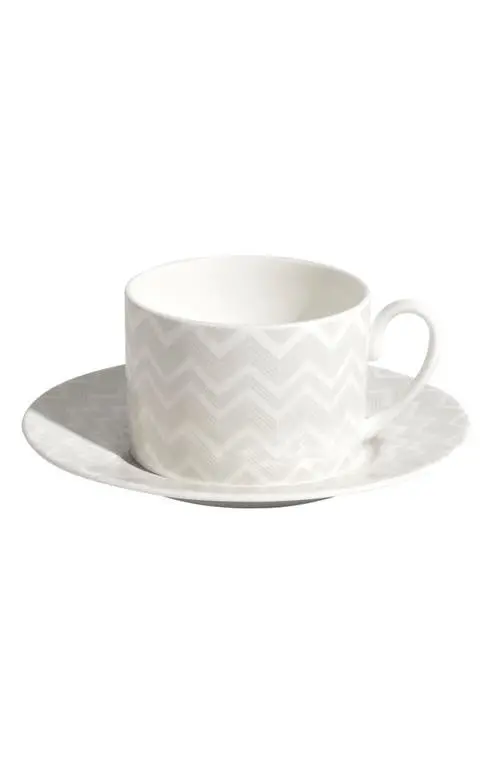 MISSONI HOME TABLEWARE Tea Cup & Saucer Zig Zag Set Of 2 - White
