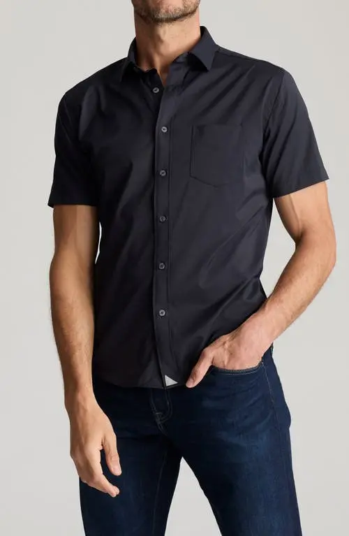 UNTUCKIT Gironde Short Sleeve Performance Button-up Shirt - Black