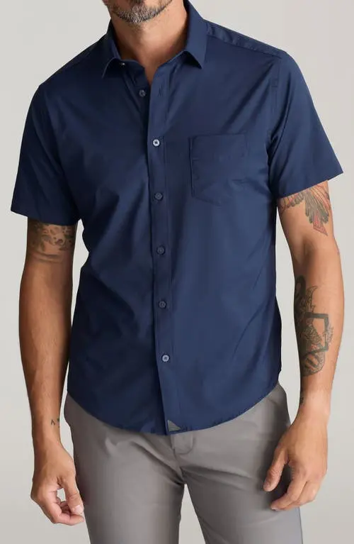 UNTUCKIT Gironde Short Sleeve Performance Button-up Shirt - Navy
