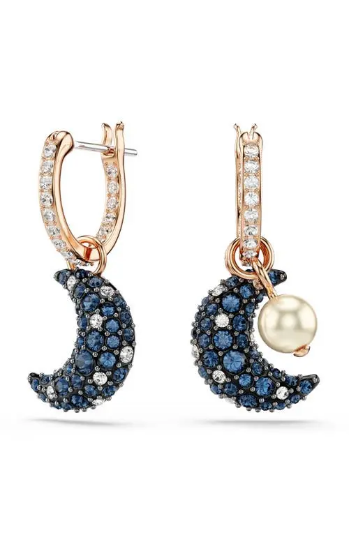 SWAROVSKI Sublima Luna Drop Earrings - Rose Gold/blue
