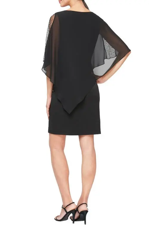 SL FASHIONS Sheath Dress & Embellished Cape Set