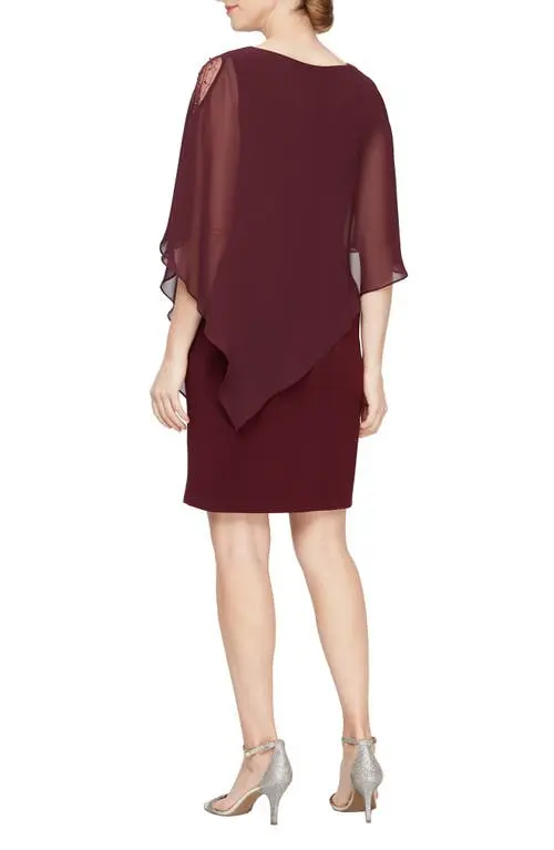 SL FASHIONS Sheath Dress & Embellished Cape Set - Fig