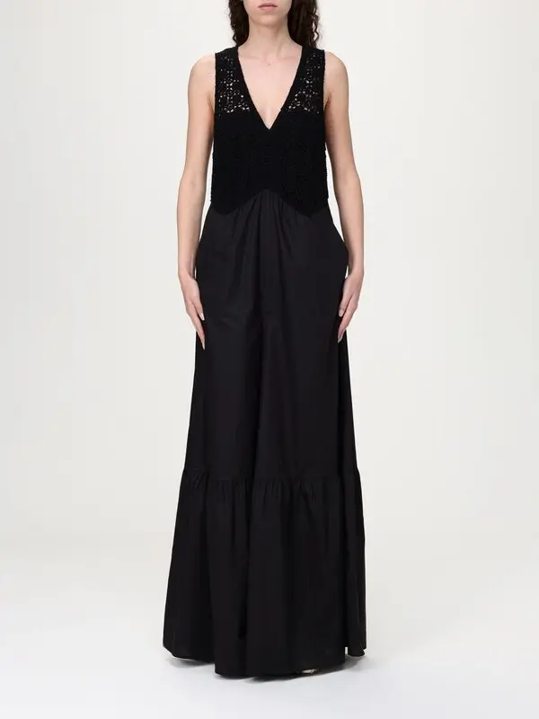 TWINSET Crocheted V-neck Maxi Dress
