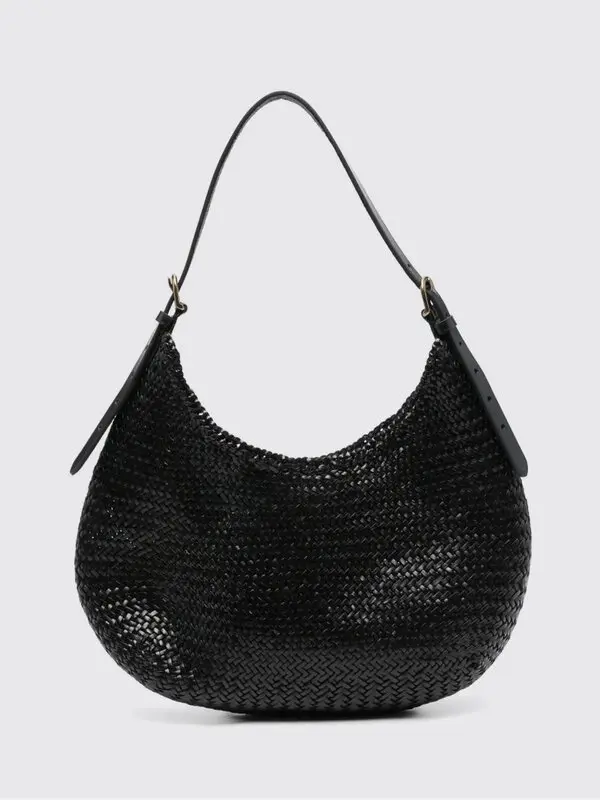 Dragon Diffusion Mezza Luna Woven Leather Shoulder Bag - Black