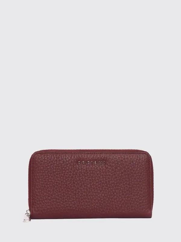 Orciani Large Continental Wallet In Hammered Leather With Zip-around Closure