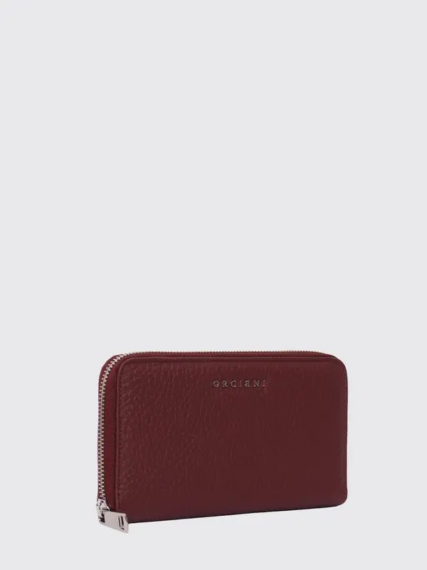 Orciani Large Continental Wallet In Hammered Leather With Zip-around Closure