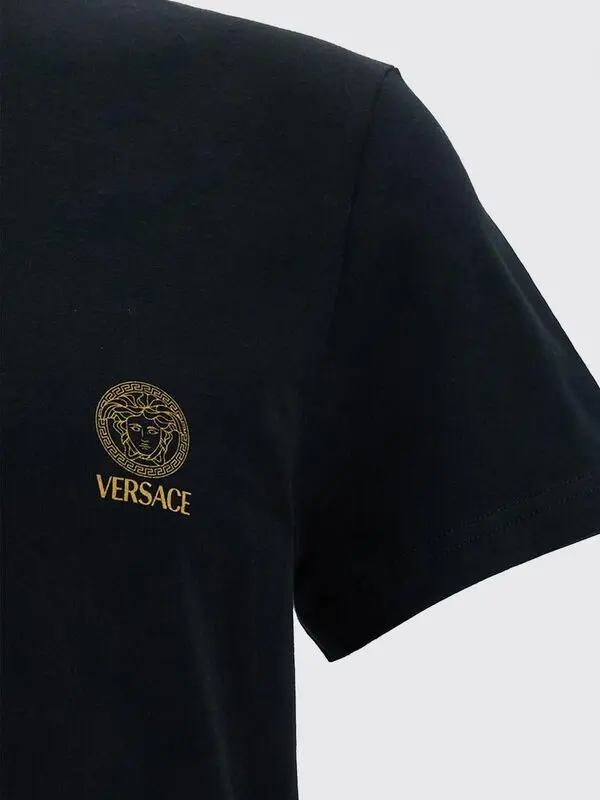 Versace Short-sleeved Slim Fit T-shirt In Cotton With Medusa Logo