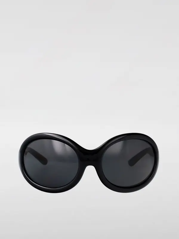 Dolce & Gabbana Oval Sunglasses With Gold Tone Dg Logo - Black