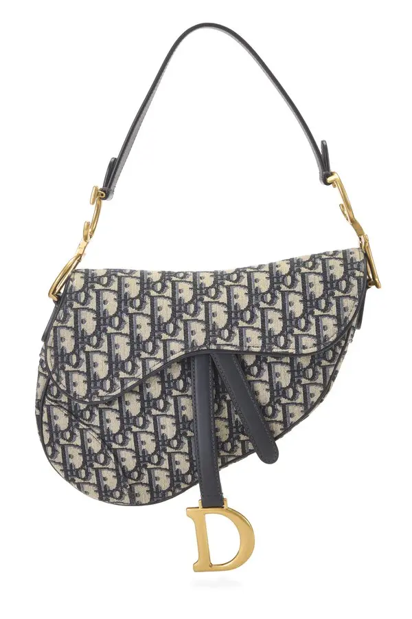 Dior Oblique Jacquard Saddle Bag - Navy