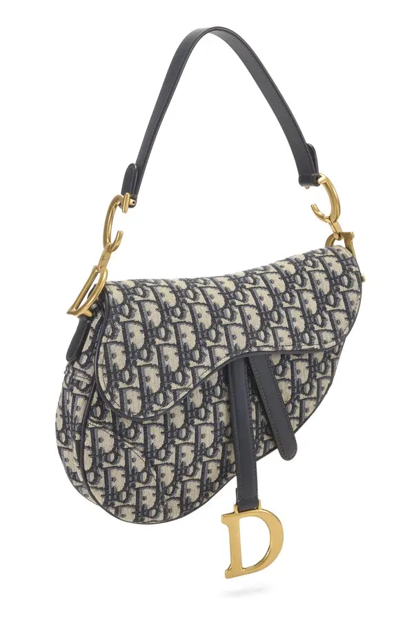 Dior Oblique Jacquard Saddle Bag - Navy