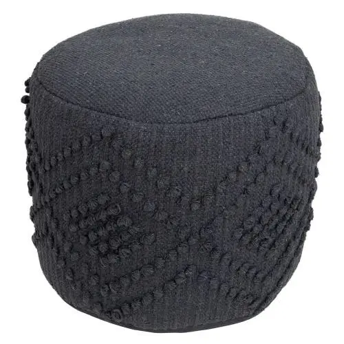 NORTHLIGHT Woven Cotton Textured Round Pouf14"
