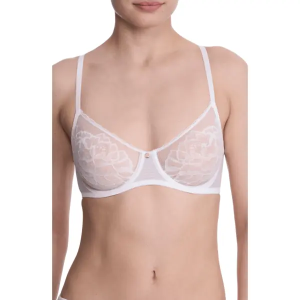 Natori Flora Unlined Lace Balconette Underwire Bra - White