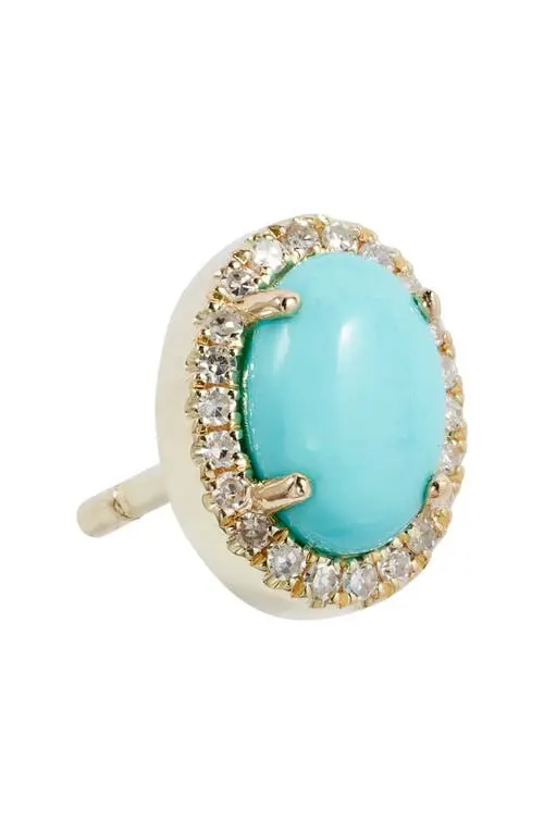 Meira T Diamond And Turquoise Stud Earrings