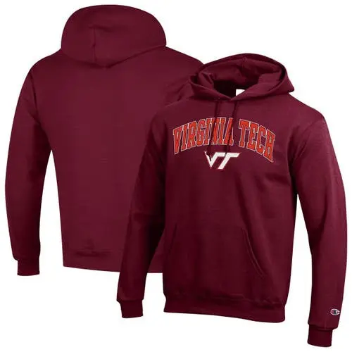 Champion Virginia Tech Hokies Arched Logo Fleece Pullover Hoodie - Maroon